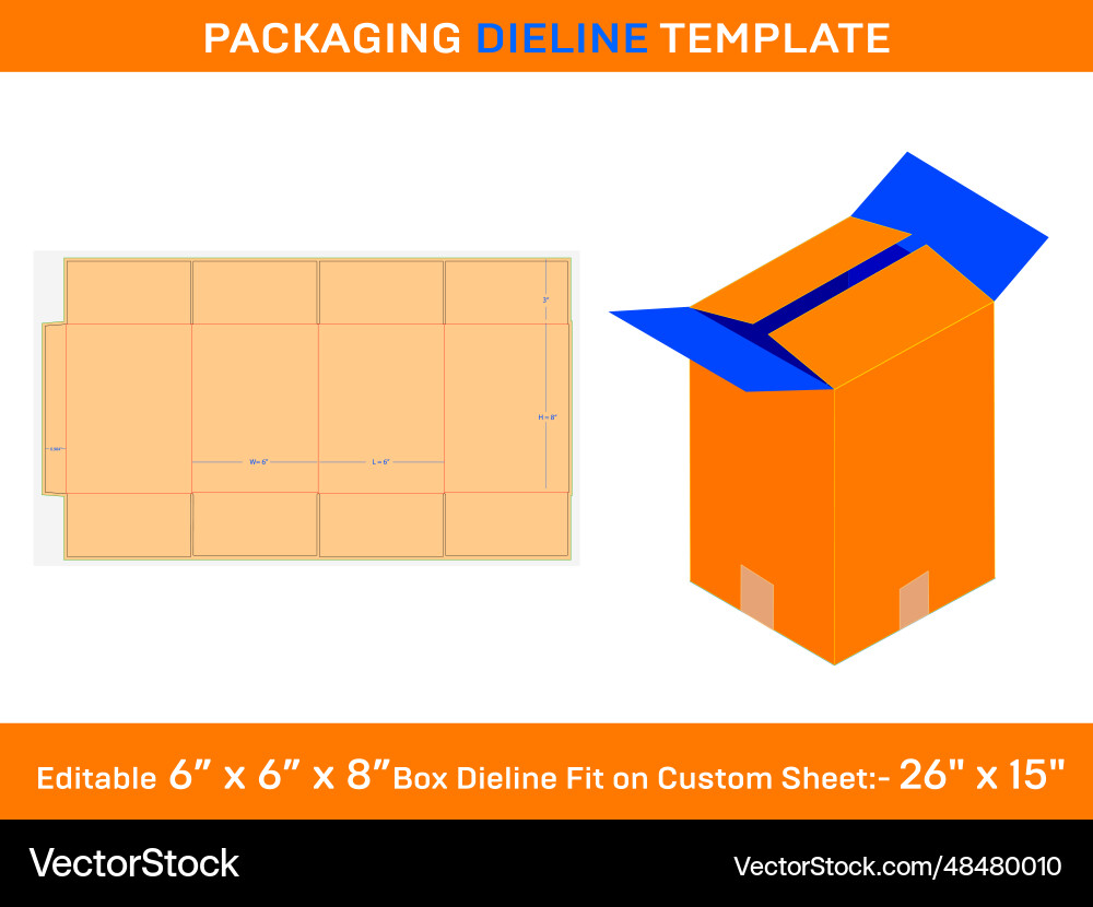 Shipping Carton Dieline Template Royalty Free Vector Image