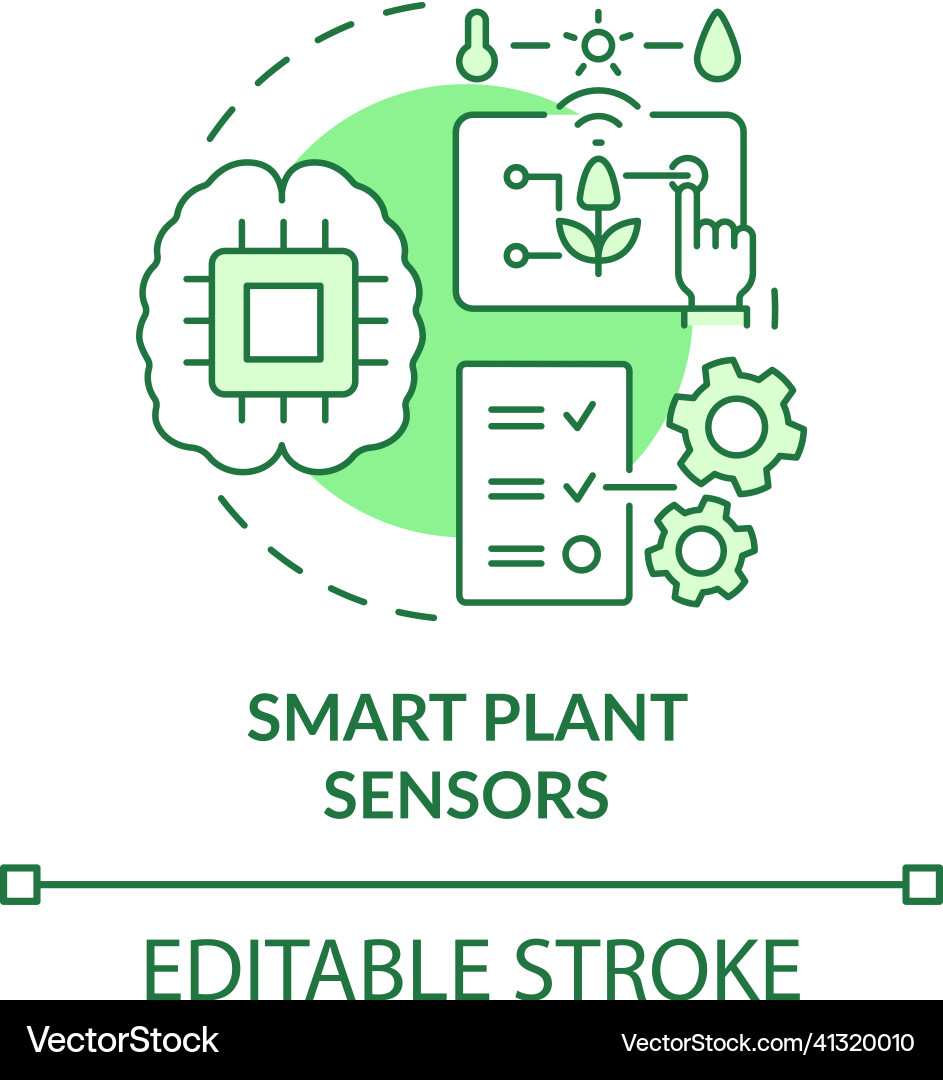 Smart plant sensors green concept icon Royalty Free Vector