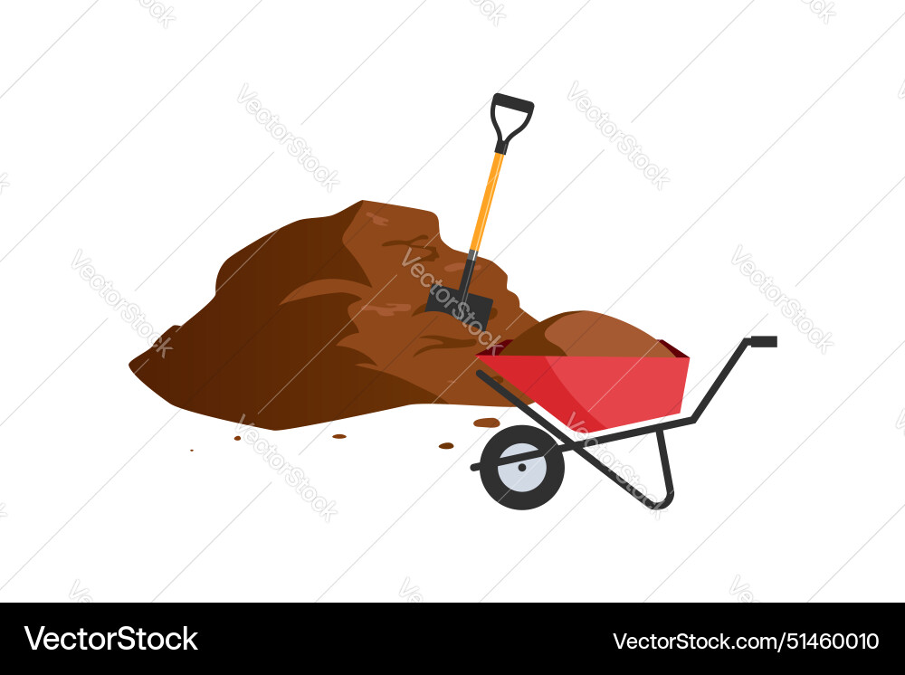 Soil pile with shovel cartoon Royalty Free Vector Image