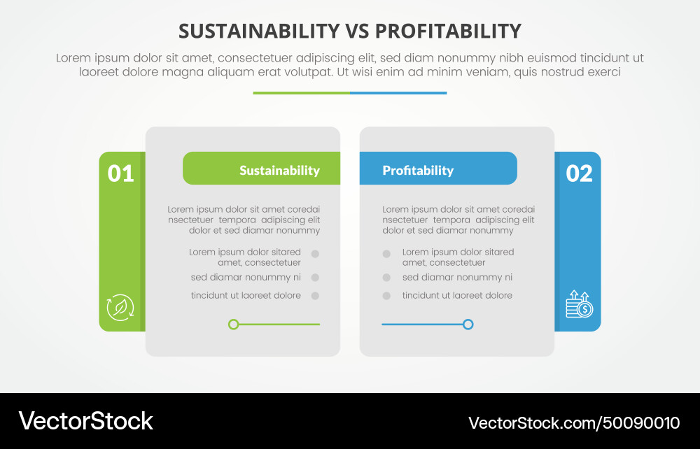 Sustainability versus profitability comparison Vector Image