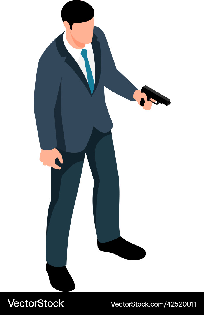 Agent pointing pistol composition Royalty Free Vector Image