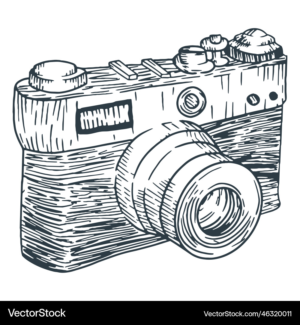 Analogic camera hand drawn Royalty Free Vector Image