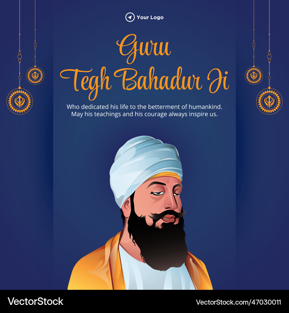 Banner design of guru tegh bahadur jayanti Vector Image