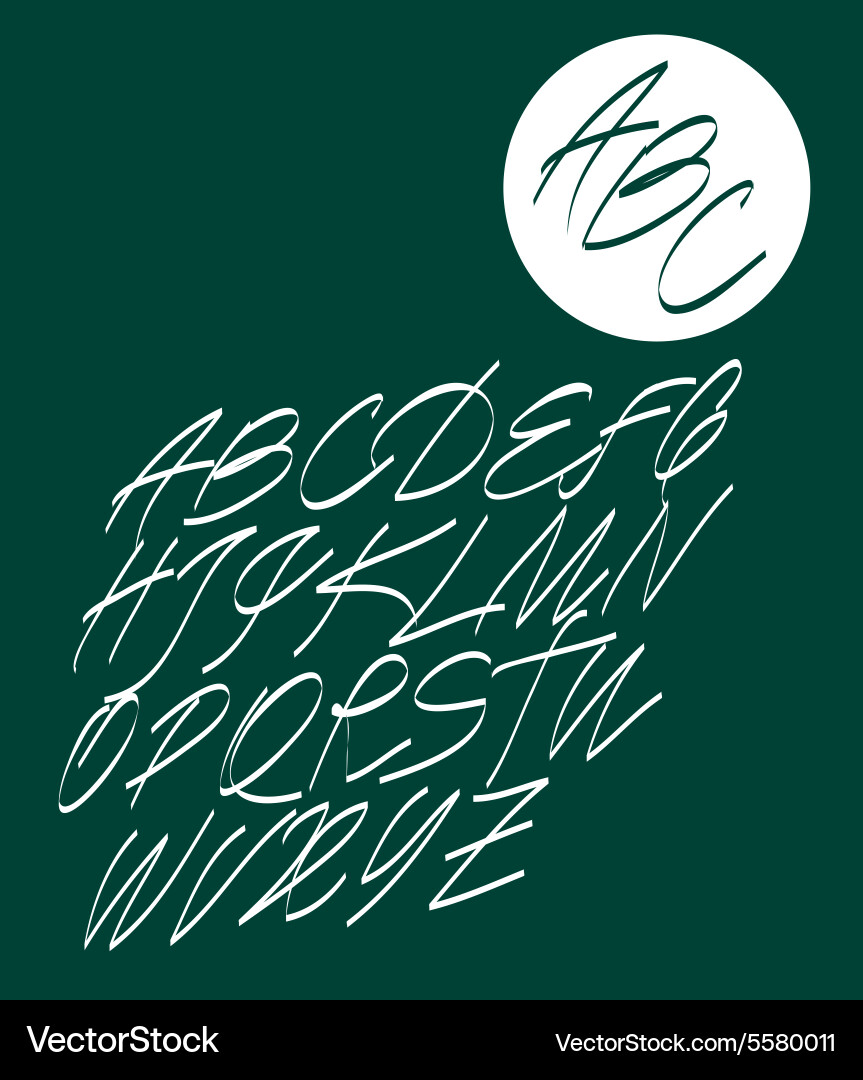 Calligraphic alphabet design elements Royalty Free Vector