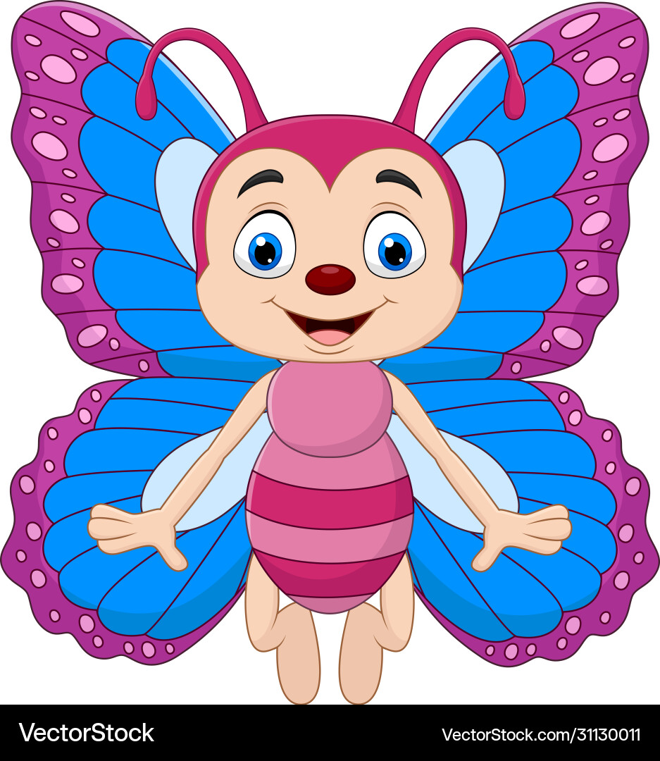 Cartoon funny butterfly isolated Royalty Free Vector Image