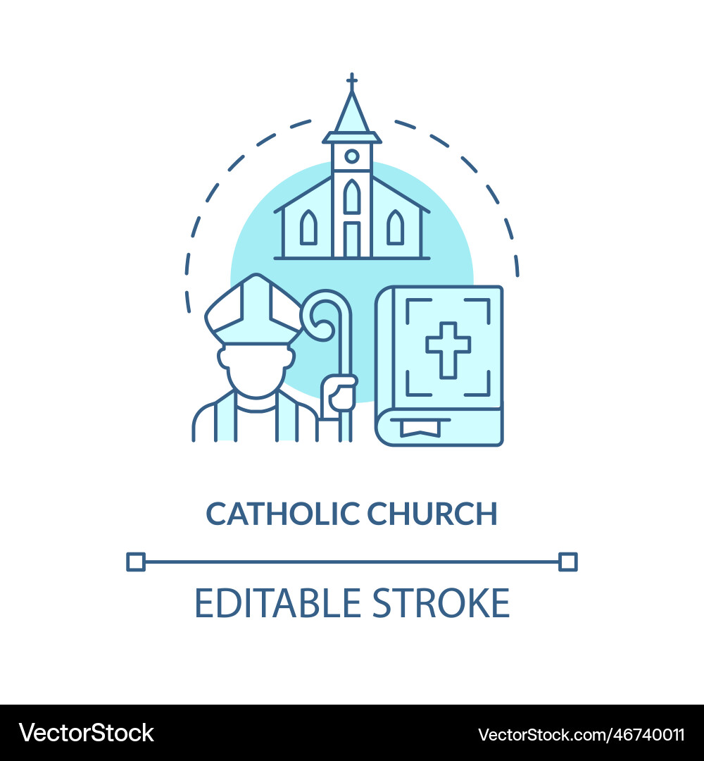 Catholic church turquoise concept icon Royalty Free Vector