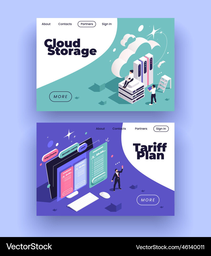 Cloud storage tariff websites Royalty Free Vector Image