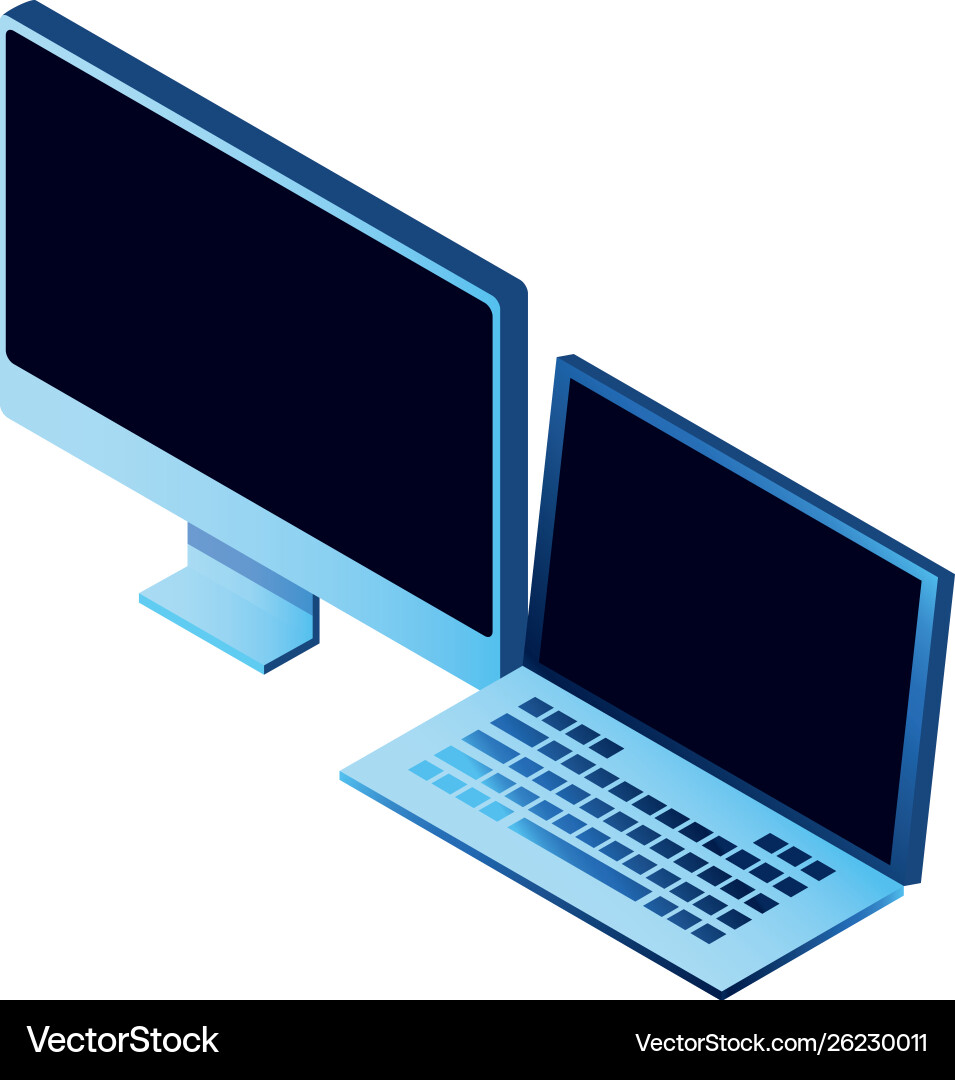 Computer monitor hardware technology Royalty Free Vector