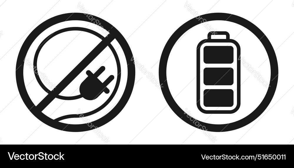 Cordless technology and built-in battery icons Vector Image