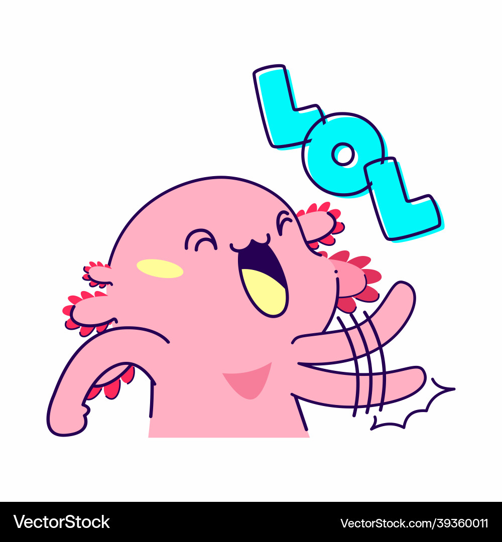 Cute axolotl laugh pose Royalty Free Vector Image