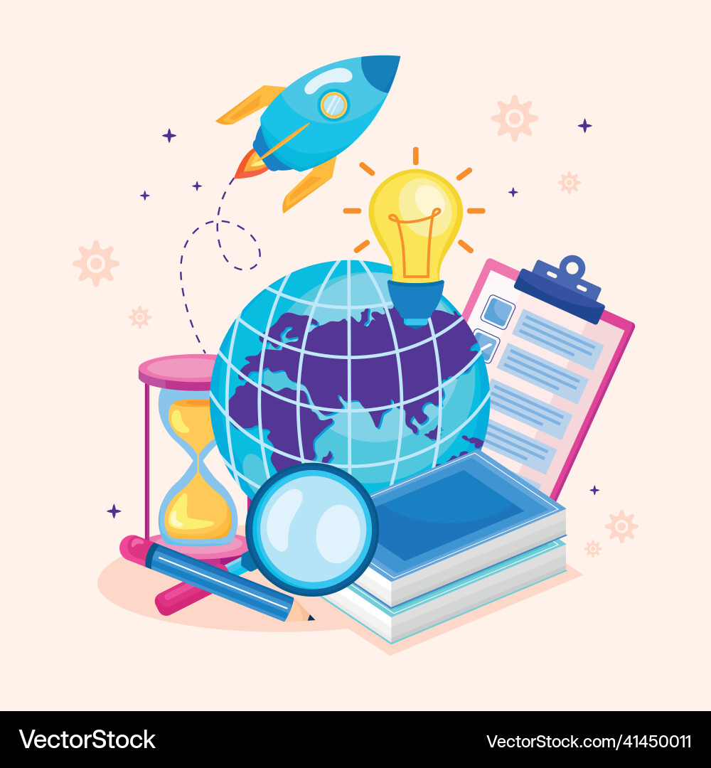 Earth and knowledge icons Royalty Free Vector Image