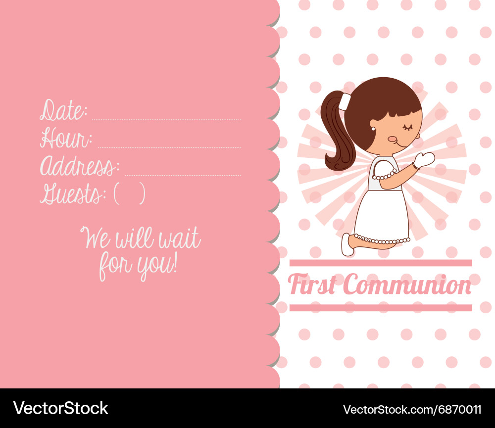First communion card design Royalty Free Vector Image