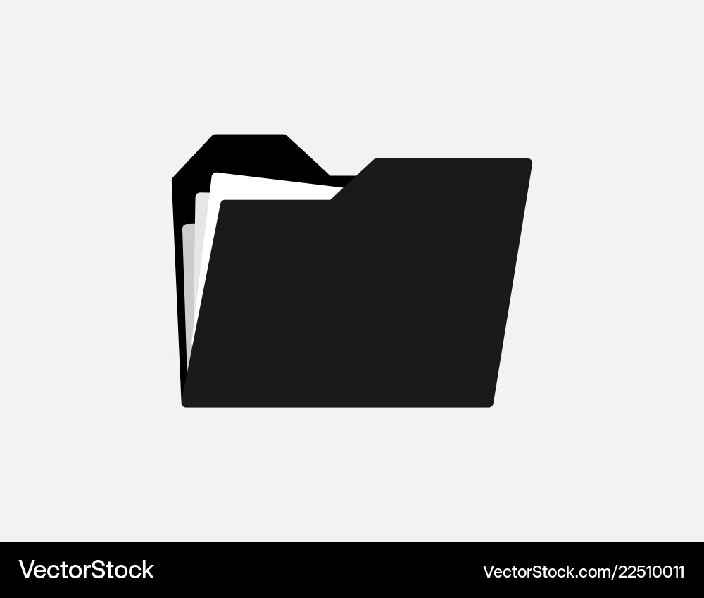 Folder icon in flat design black color Royalty Free Vector