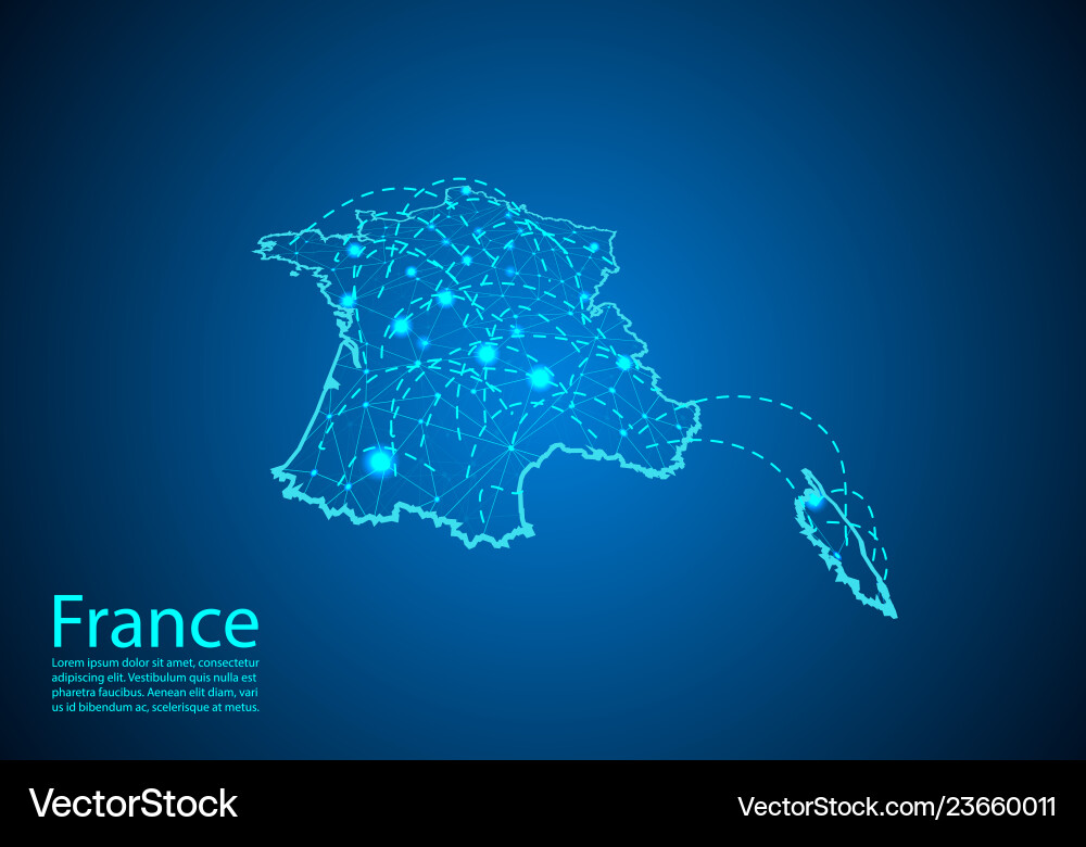 France map with nodes linked by lines concept Vector Image