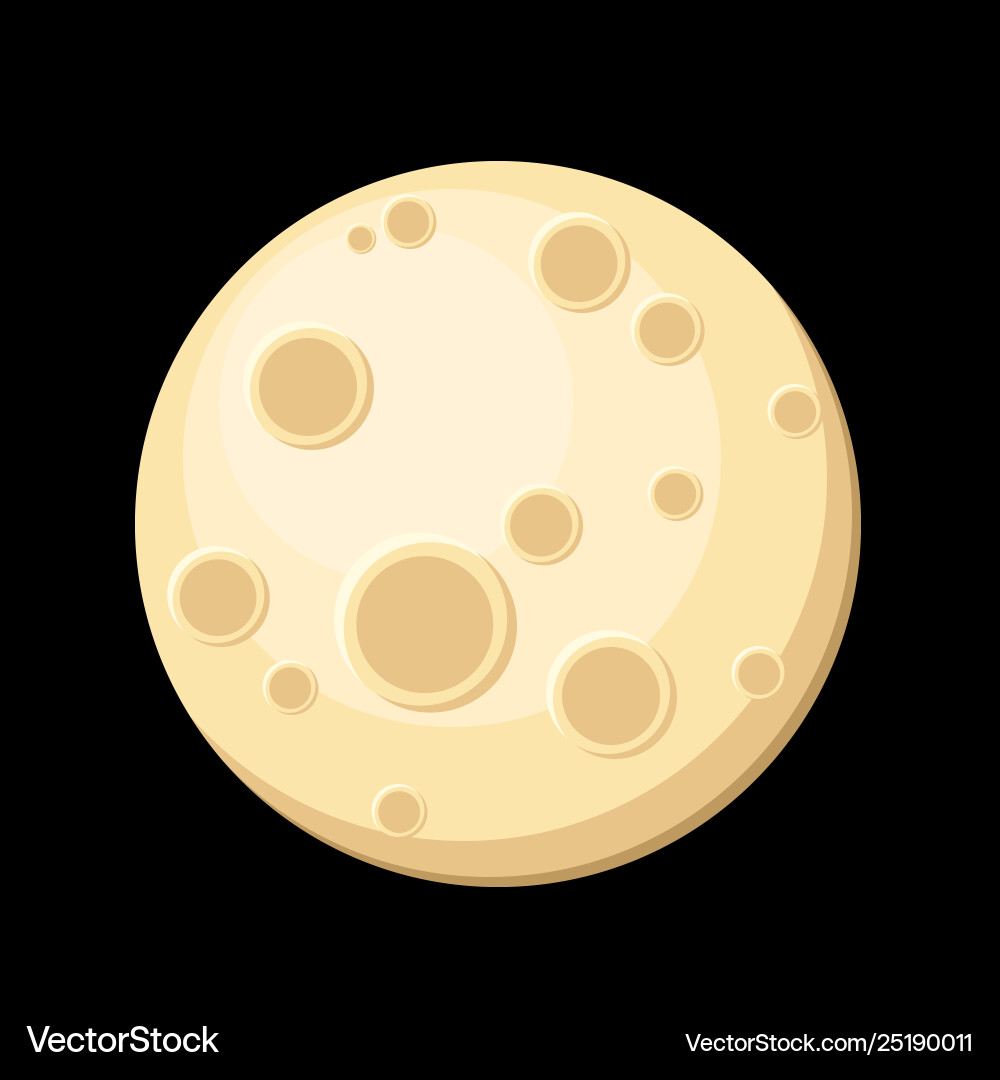 Full moon cartoon flat design on black background Vector Image