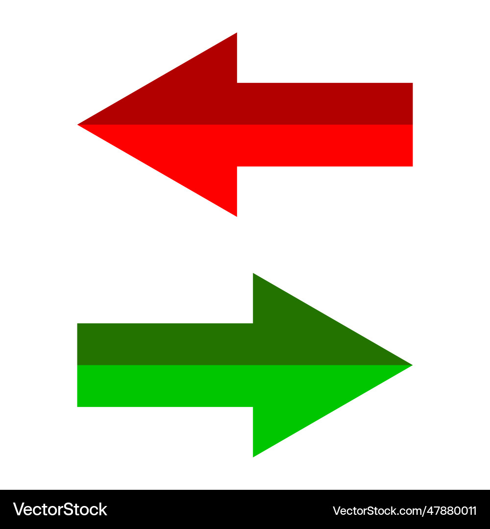 Green red arrows right left Royalty Free Vector Image