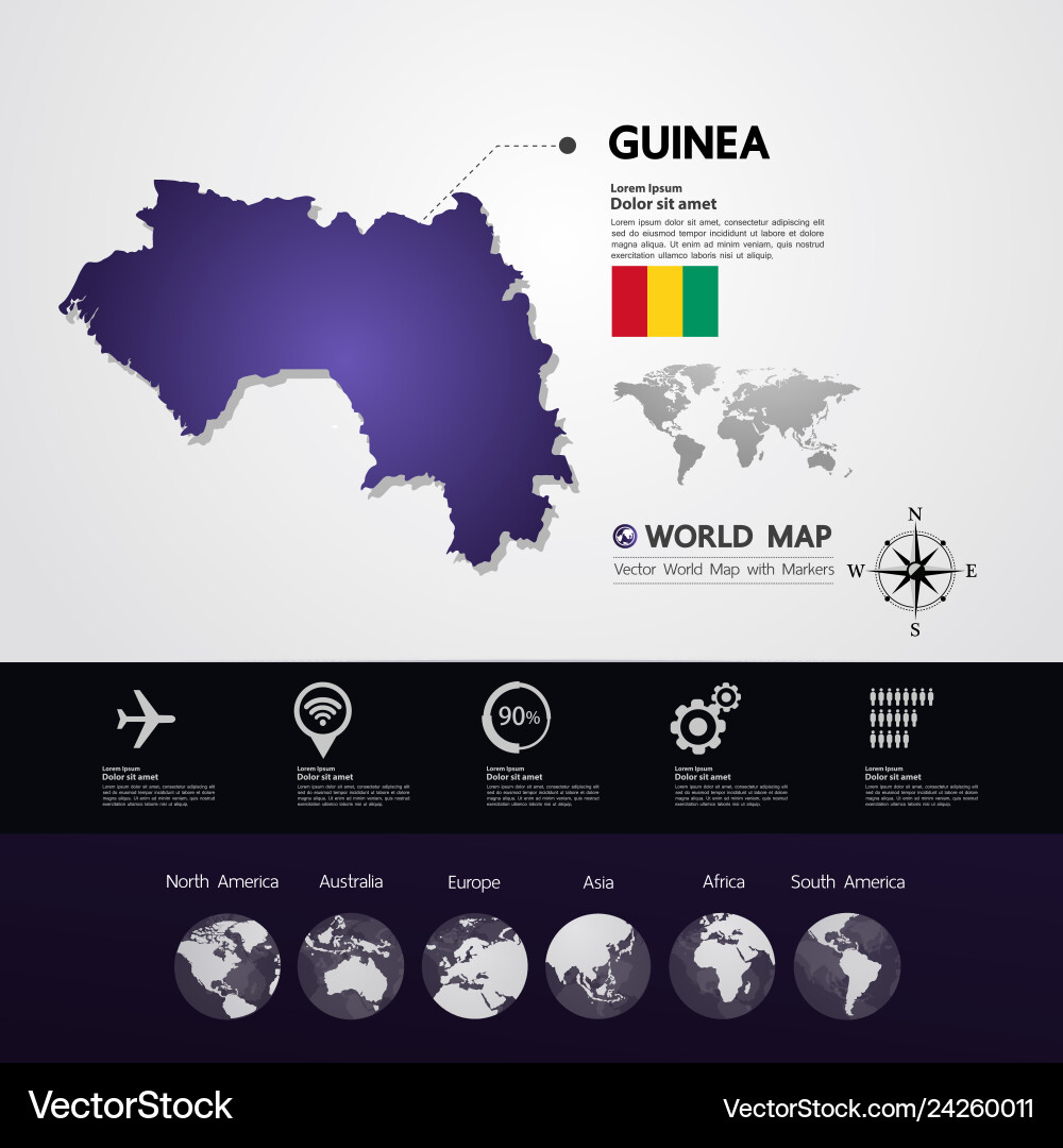 Guinea map Royalty Free Vector Image - VectorStock