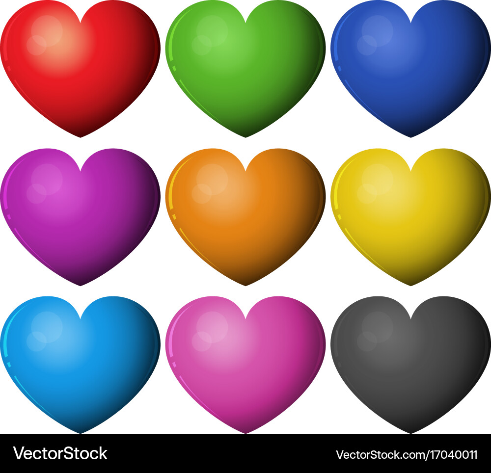 Heart shape in different colors Royalty Free Vector Image