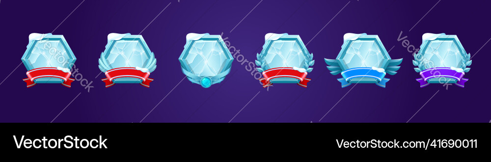 Ice Award Badges - Level Icons Royalty Free Vector Image