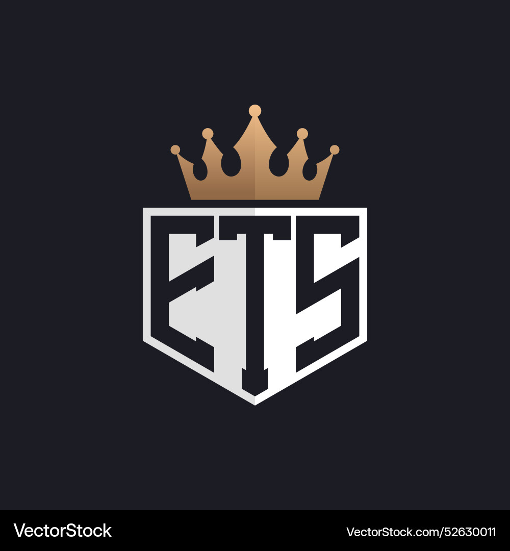 Luxury ets logo with crown elegant initials Vector Image