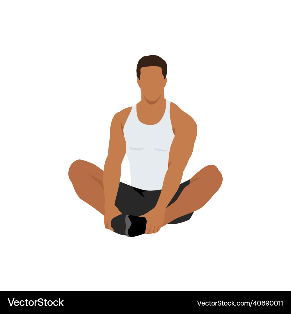 Man doing butterfly stretch exercise flat Vector Image