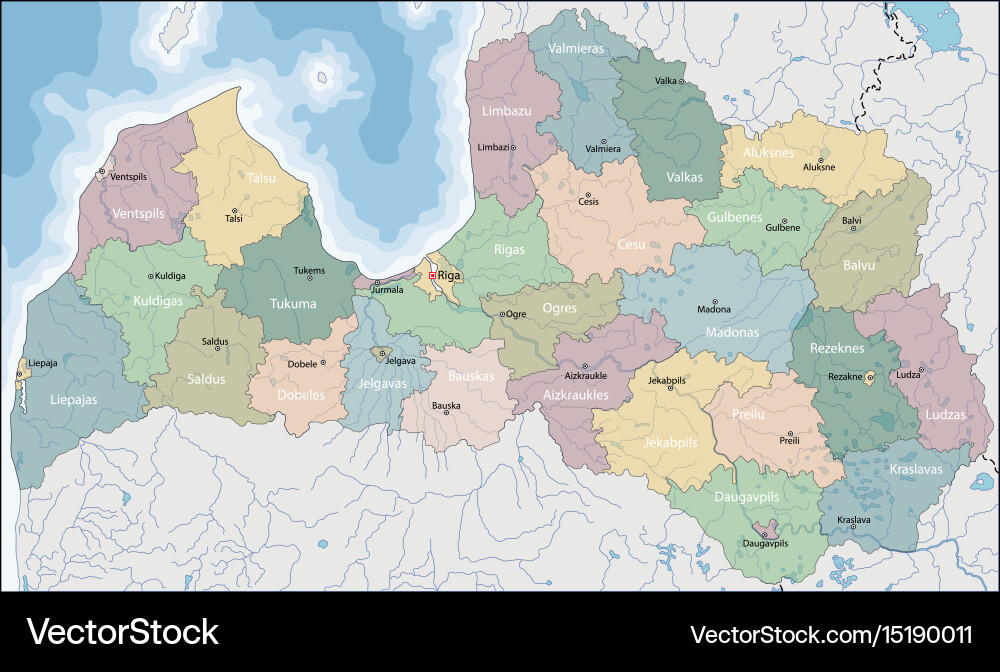 Map of latvia Royalty Free Vector Image - VectorStock