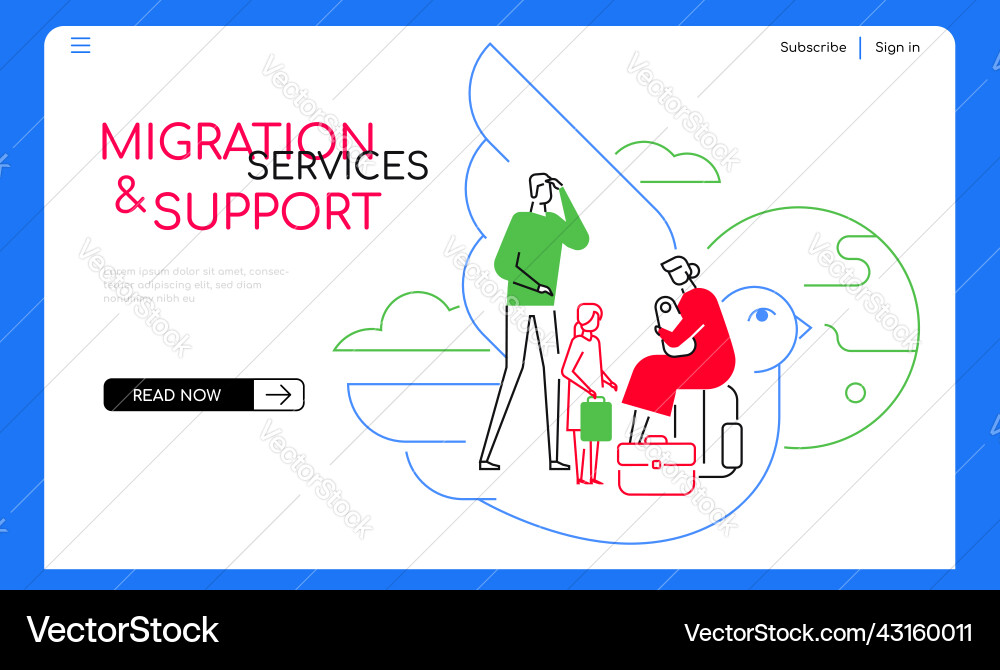 Migration services and support - modern flat Vector Image