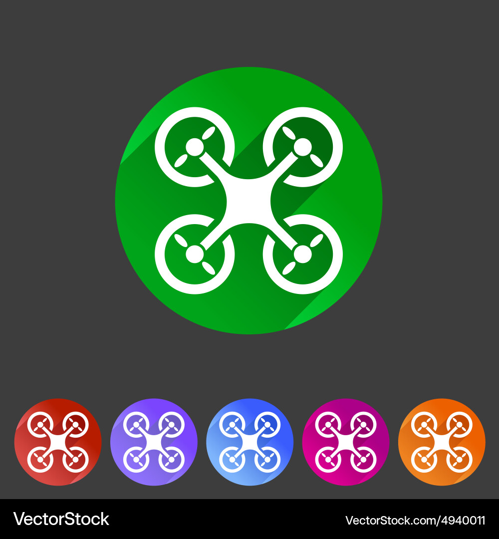 Quadrocopter flat icon sign symbol logo label set Vector Image