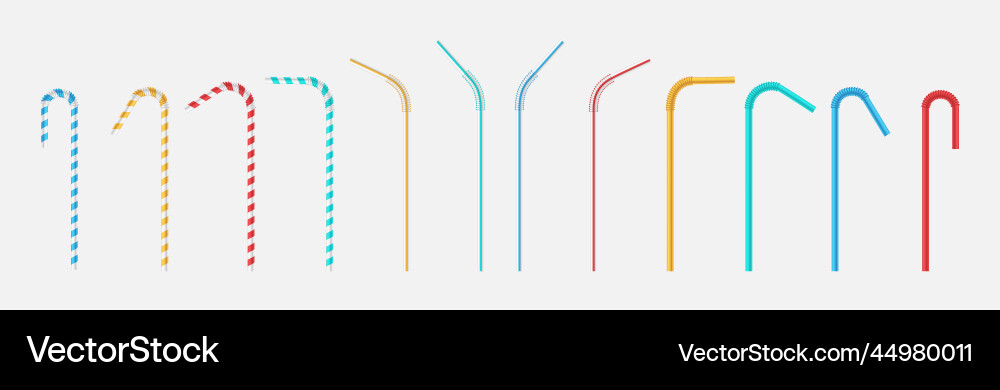 Realistic color drinking straw plastic bendy Vector Image