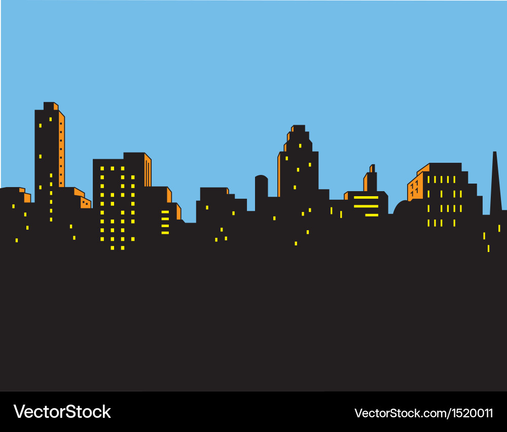 Retro classic city skyline Royalty Free Vector Image