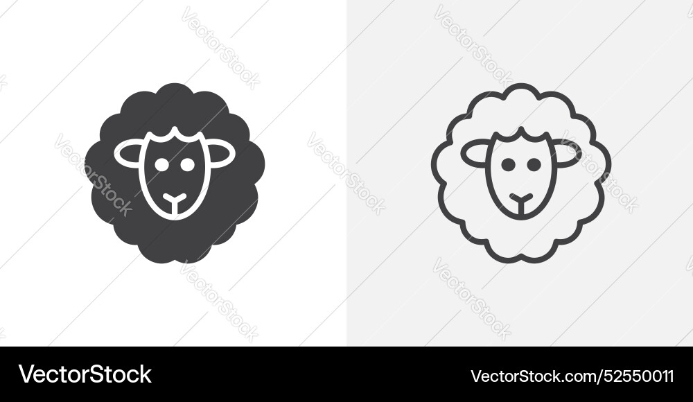 Sheep thin line icon set Royalty Free Vector Image