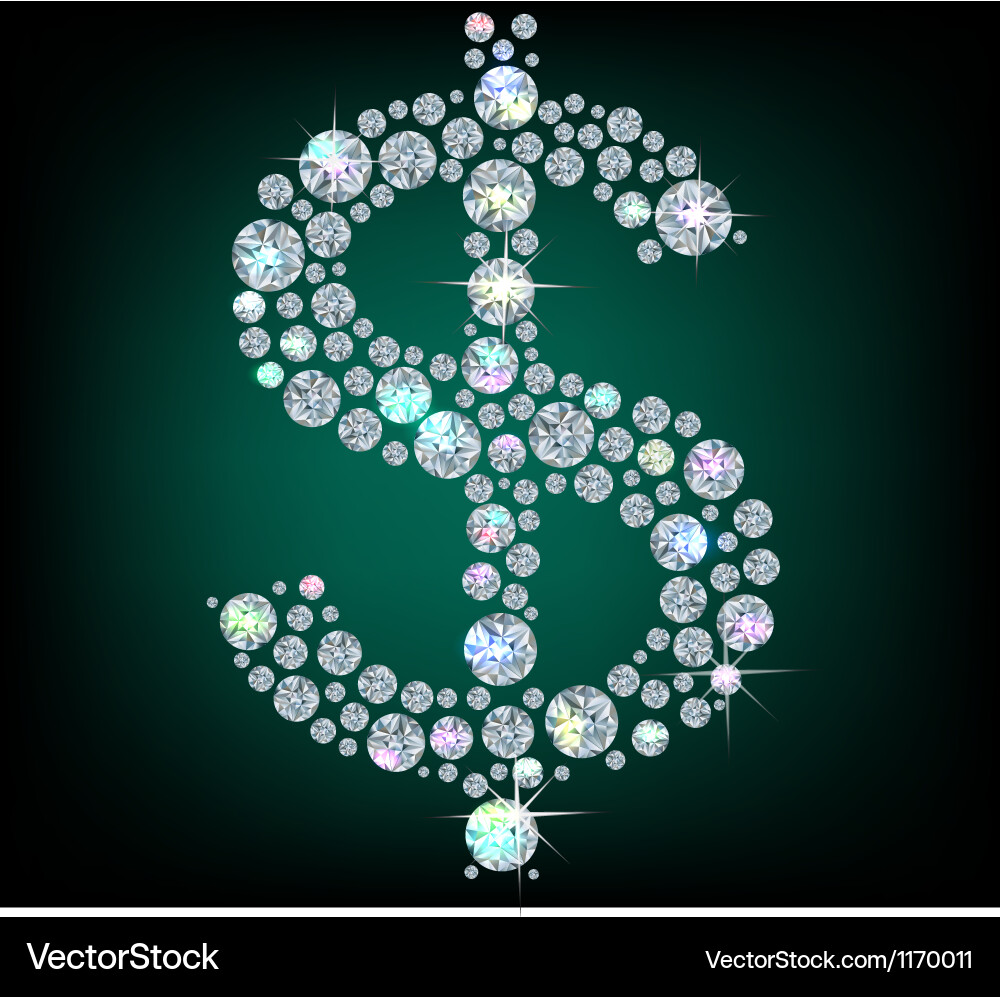Shiny Diamond Dollar Sign Royalty Free Vector Image