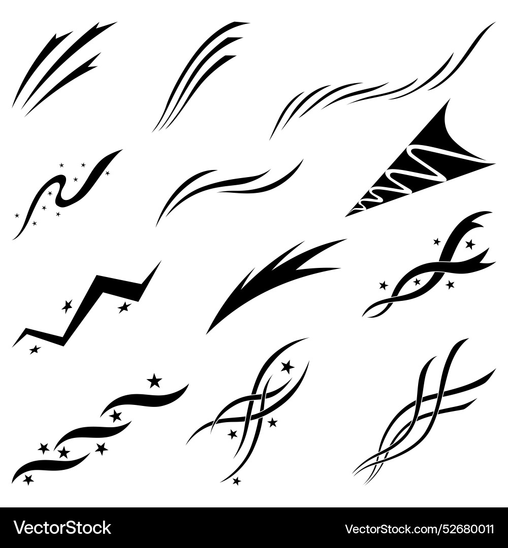 Shooting star icons set falling meteorites Vector Image