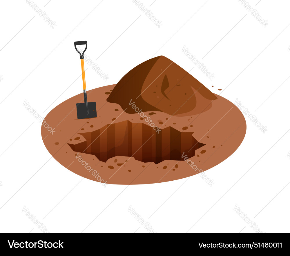 Soil pit and pile cartoon icon Royalty Free Vector Image
