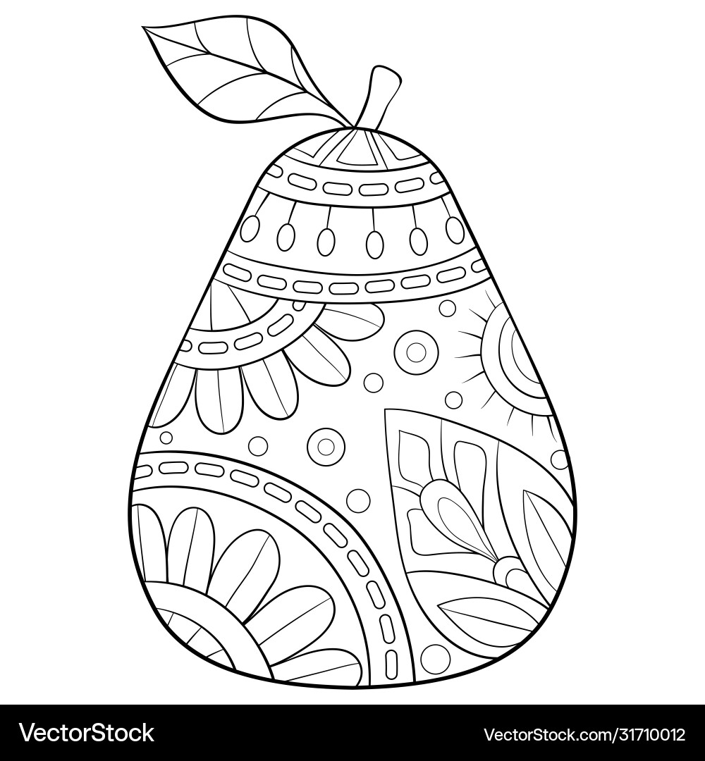 Adult coloring bookpage a cute fruit Royalty Free Vector