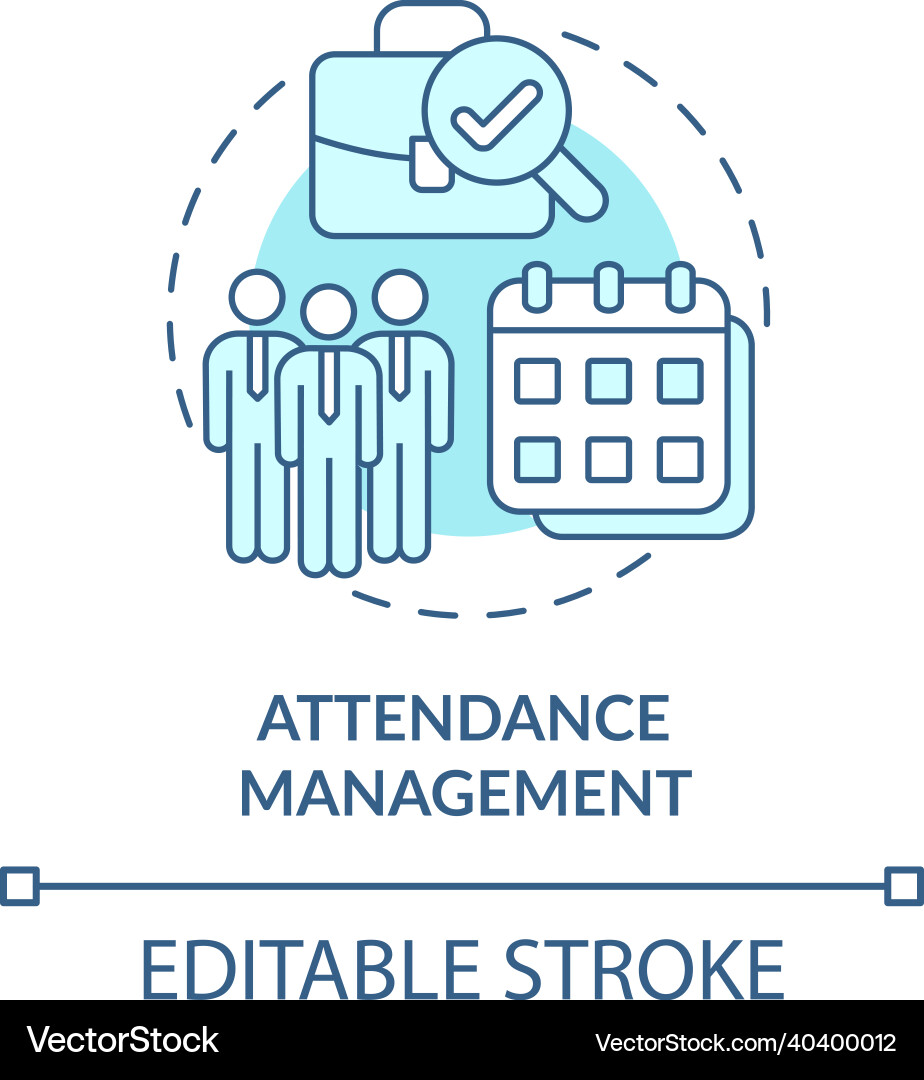 Attendance management blue concept icon Royalty Free Vector