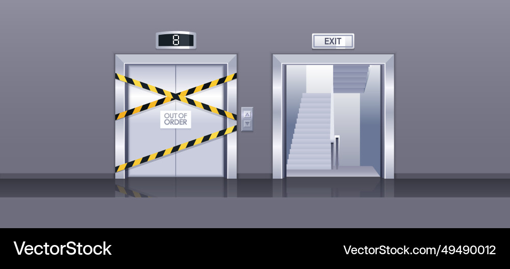 Broken elevator closed for repair or maintenance Vector Image