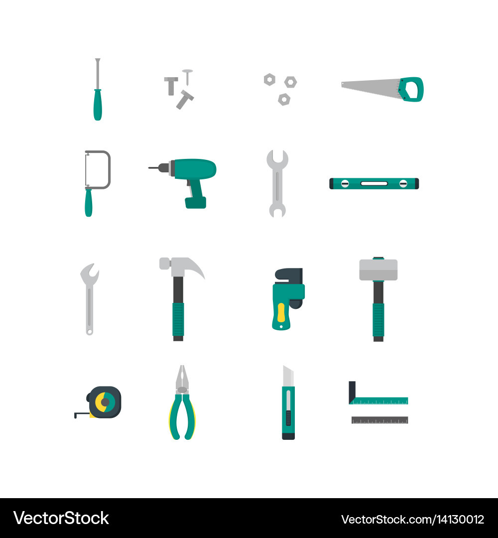 Cartoon hand tools color icons set Royalty Free Vector Image