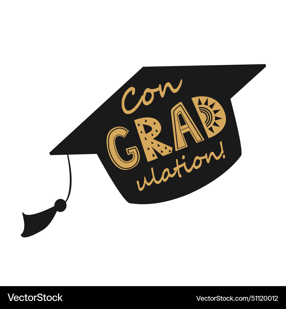 Congratulations on graduation graduate cap Vector Image