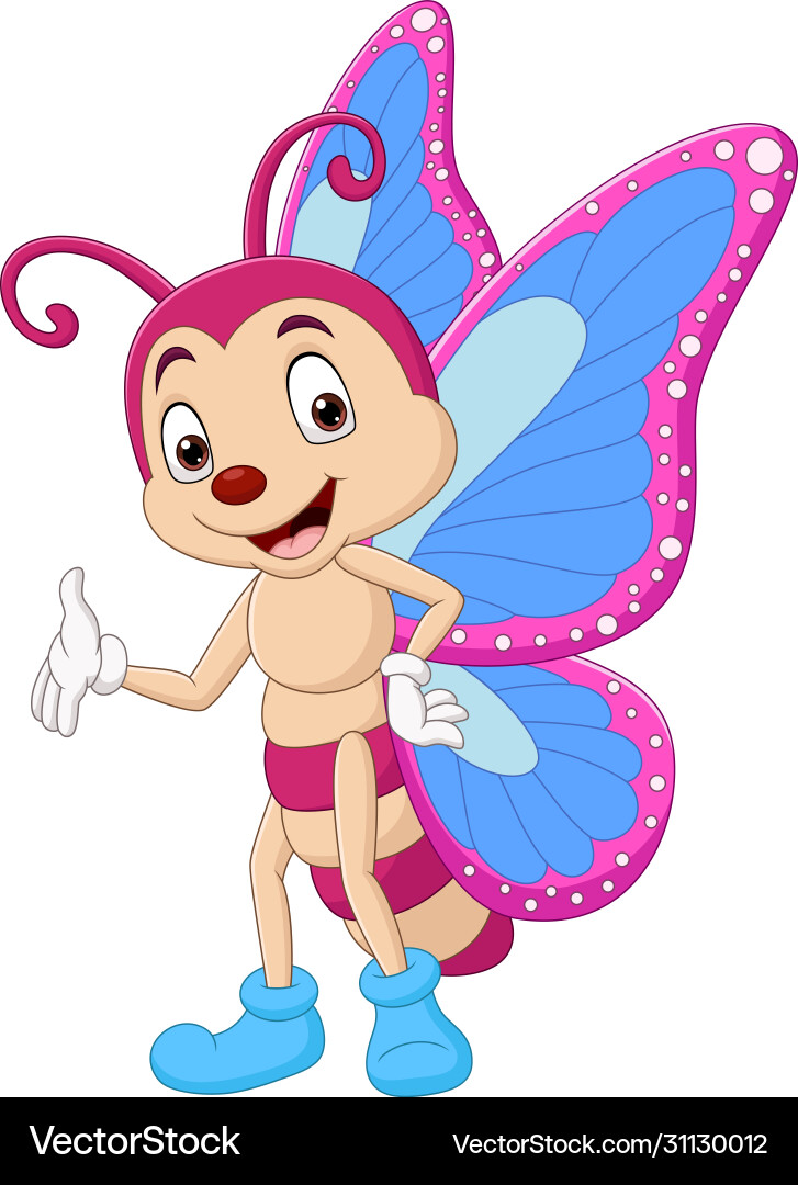 Cute Cartoon Butterfly Waving Royalty Free Vector Image