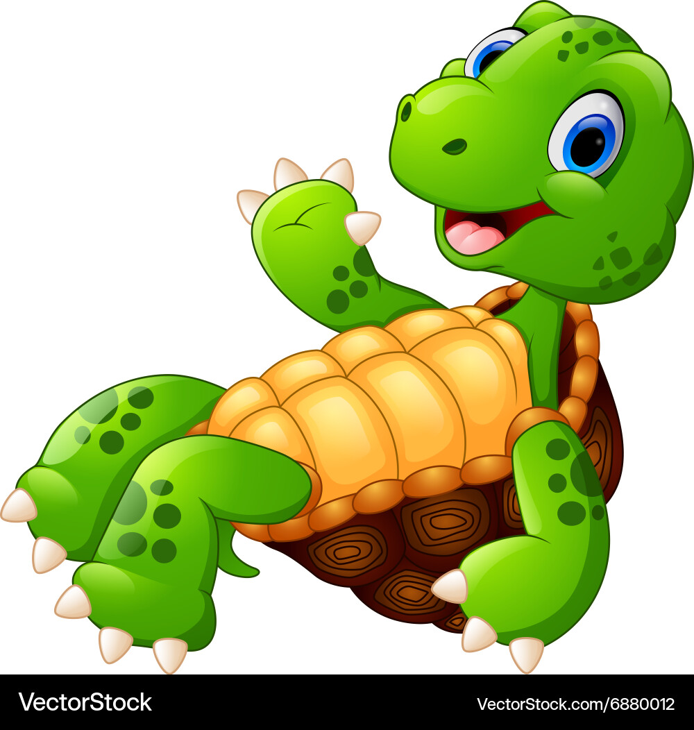 Cute cartoon of a waving turtle Royalty Free Vector Image
