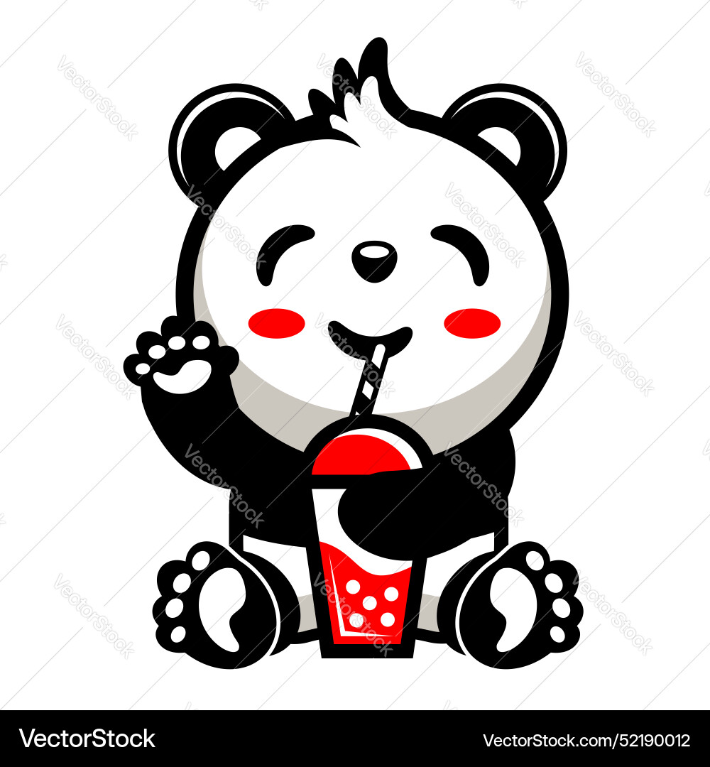 Cute panda is drinking Royalty Free Vector Image