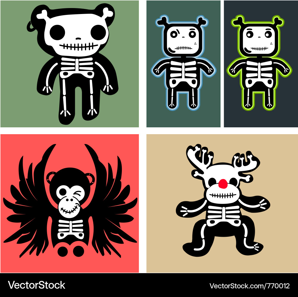 Cute Teddy Bear Bones Set Royalty Free Vector Image