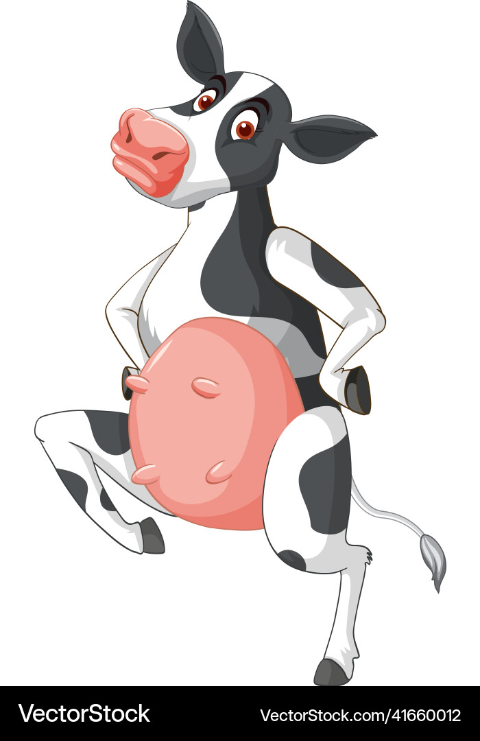 Dairy cow standing on two legs cartoon character Vector Image