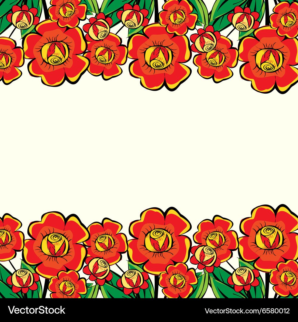 Large red flowers border Royalty Free Vector Image