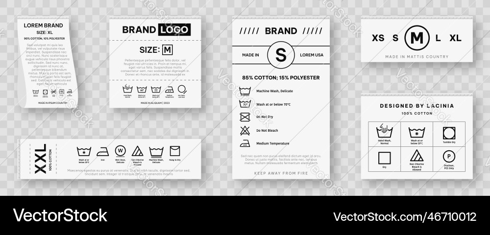 Laundry label collection with care symbols Vector Image