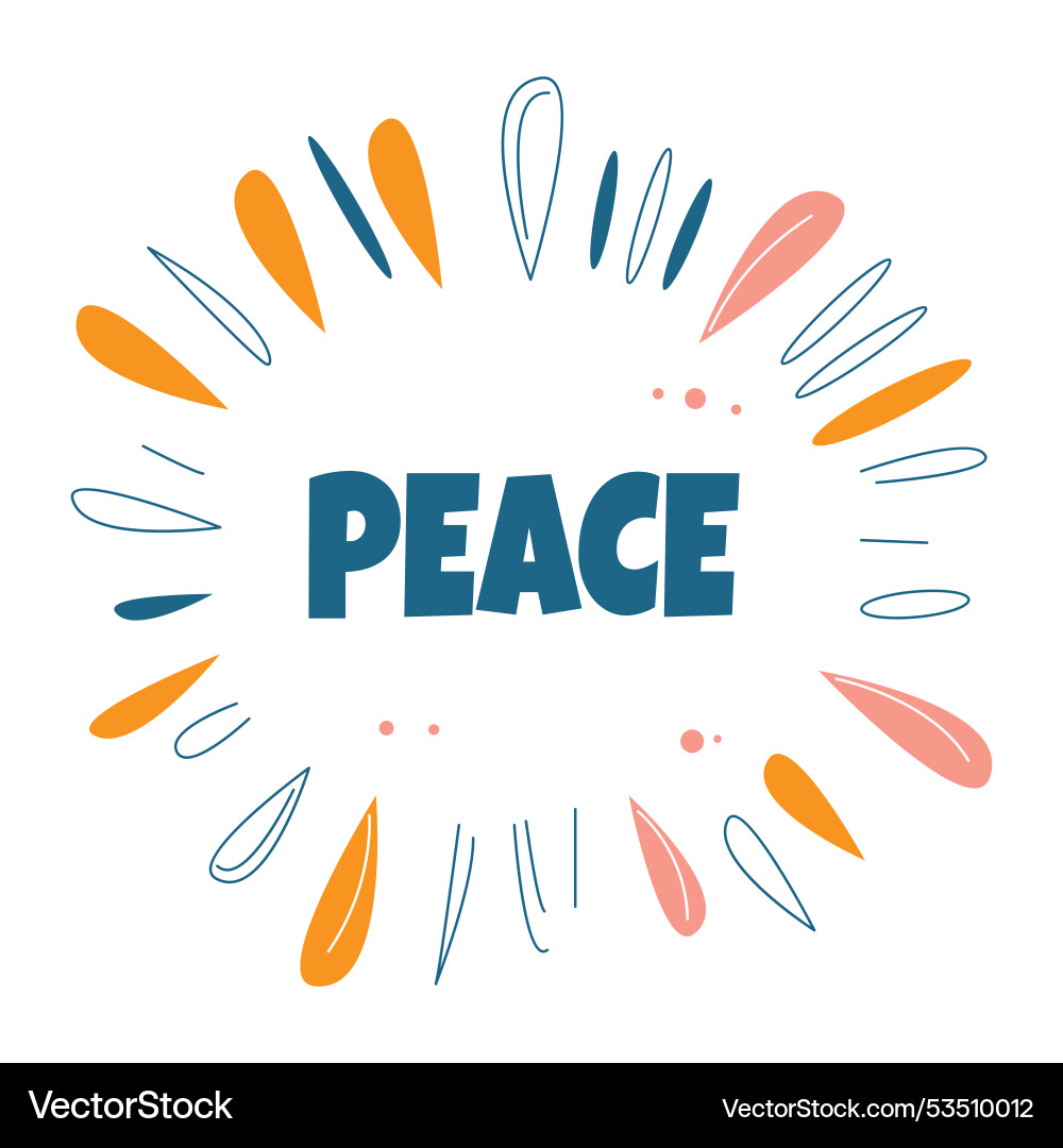 Peace in romantic flower leaves circle frame Vector Image