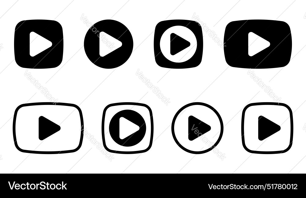 Play button icon set Royalty Free Vector Image