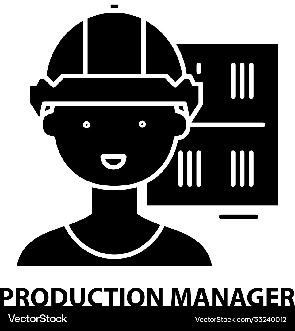 Production manager icon black sign Royalty Free Vector Image