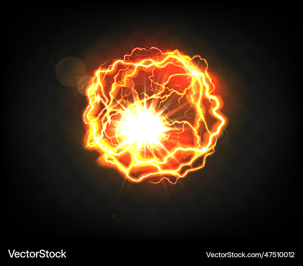 Realistic fireball glowing ball lighting energy Vector Image